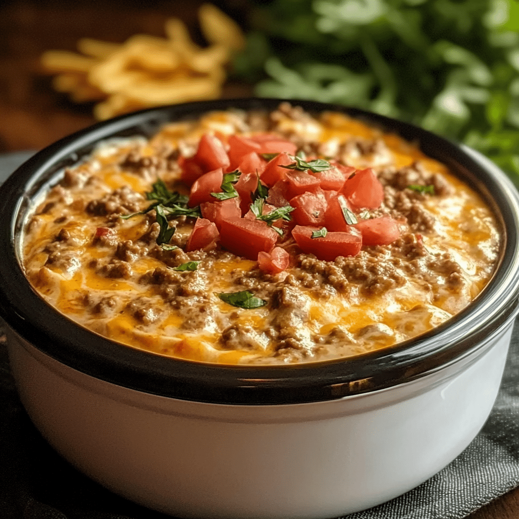 Crock Pot Cheeseburger Dip - Recipe Yumm