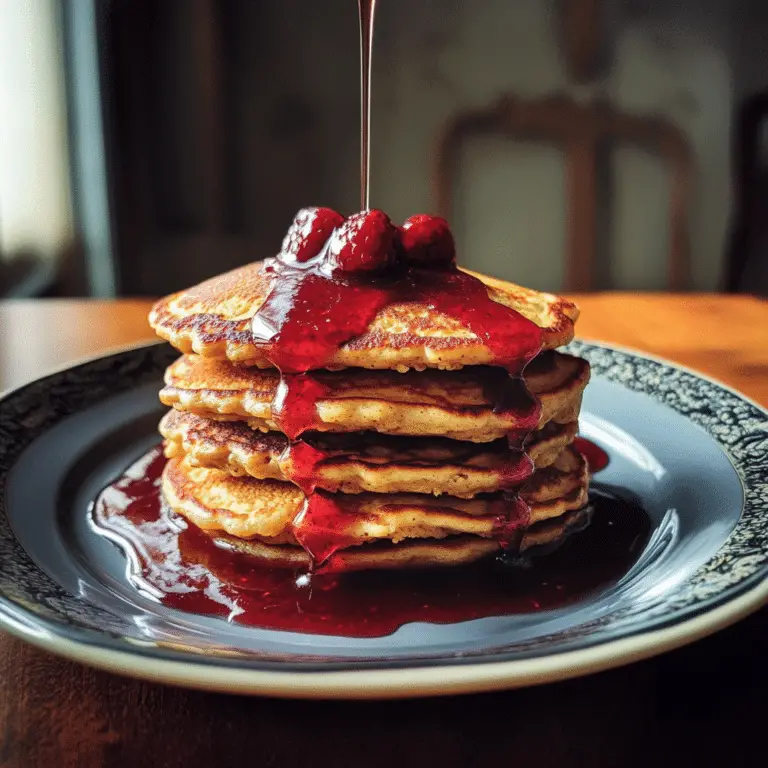 Ricotta-Oat-Bran Pancakes With Maple-Raspberry Sauce - Recipe Yumm