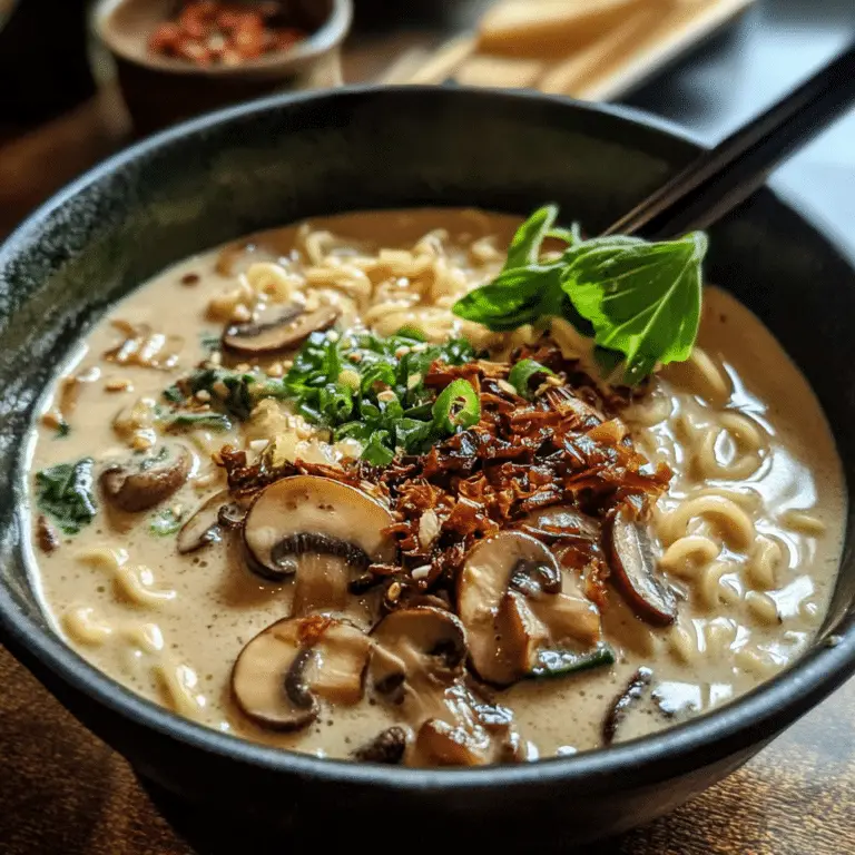 Vegan Creamy Mushroom Ramen - Recipe Yumm