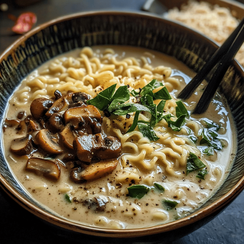 Vegan Creamy Mushroom Ramen - Recipe Yumm