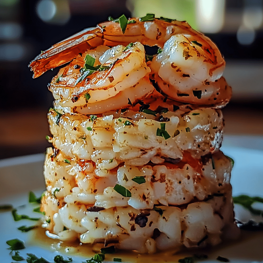 Garlic Butter Shrimp and Rice Stack - Recipe Yumm