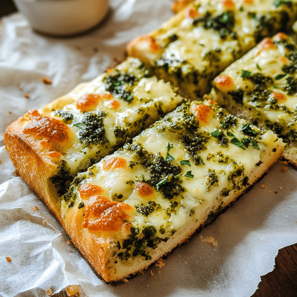 Cheesy Pesto Garlic Bread - Recipe Yumm
