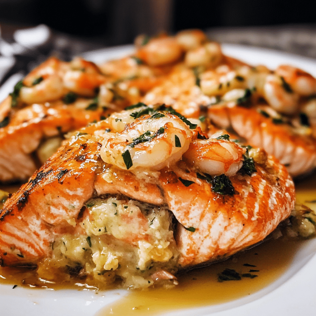 Crab and Shrimp Stuffed Salmon - Recipe Yumm
