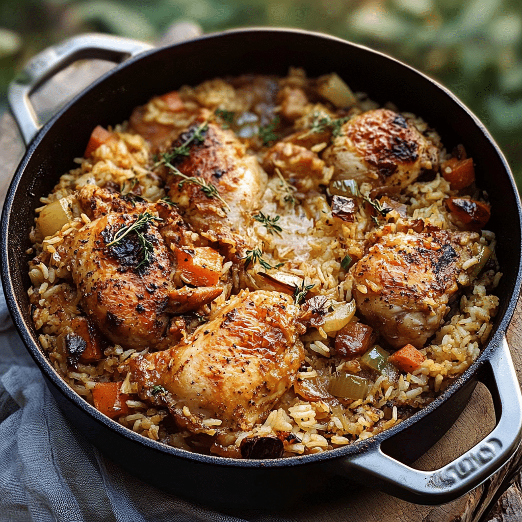 Dutch Oven Chicken and Rice - Recipe Yumm