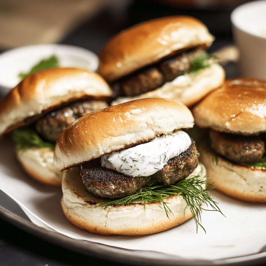Lamb Sliders with Dill Greek Yogurt - Recipe Yumm