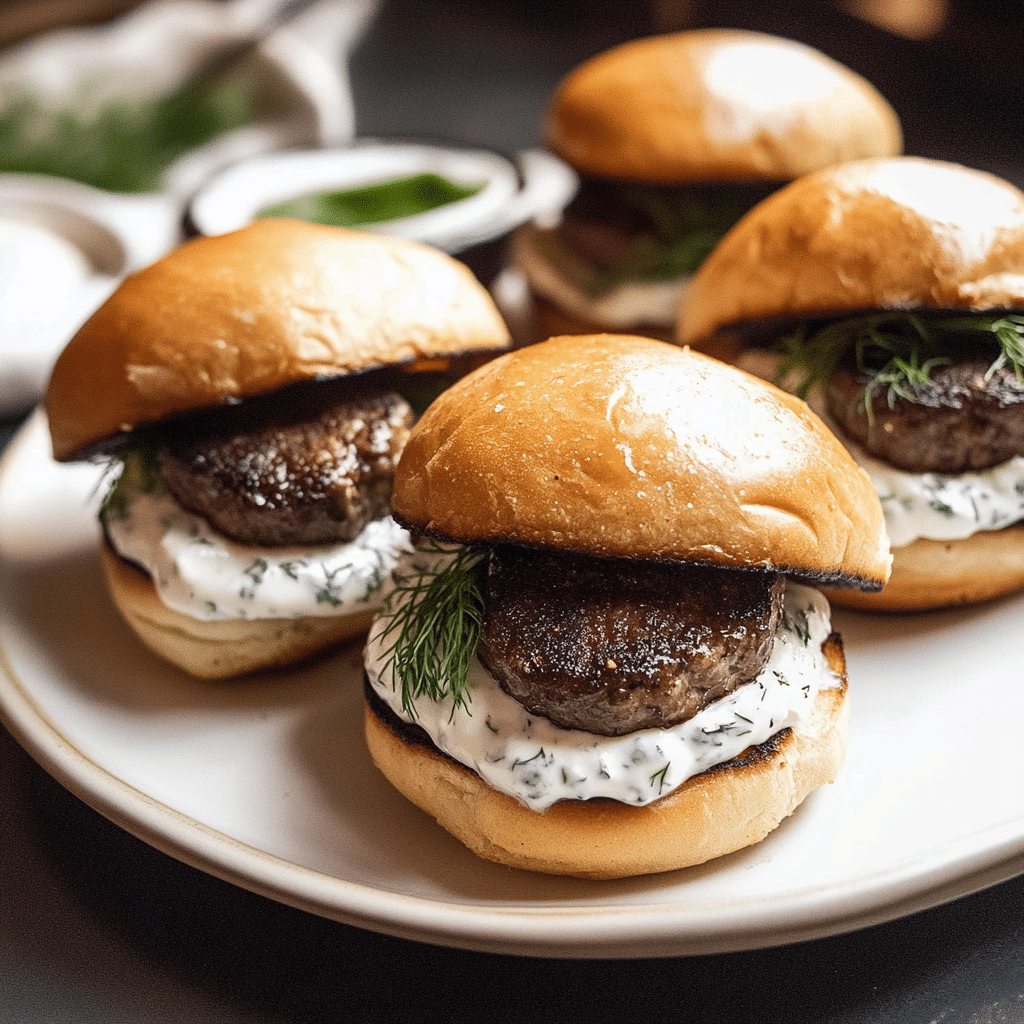 Lamb Sliders with Dill Greek Yogurt - Recipe Yumm