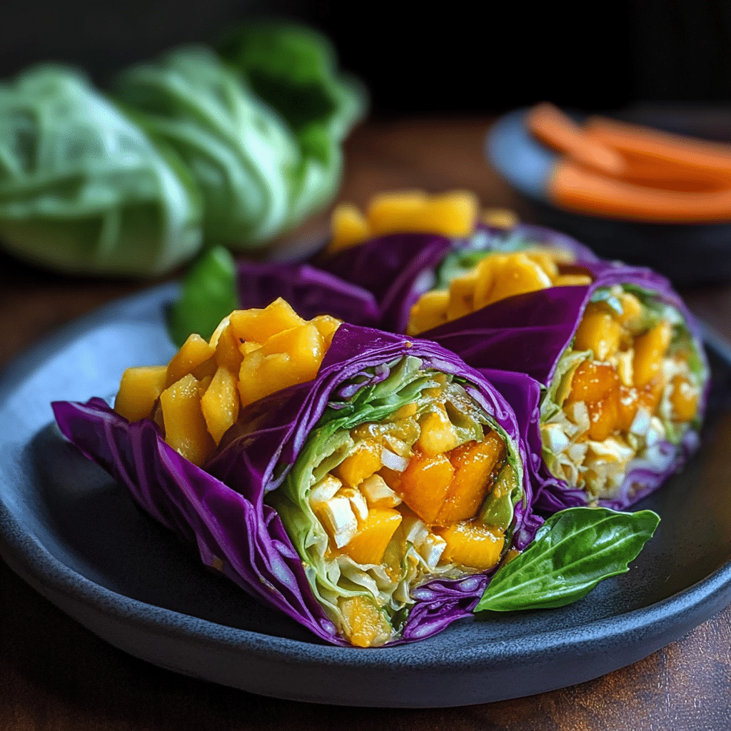 Raw Cashew Mango Cabbage Wraps - Recipe Yumm