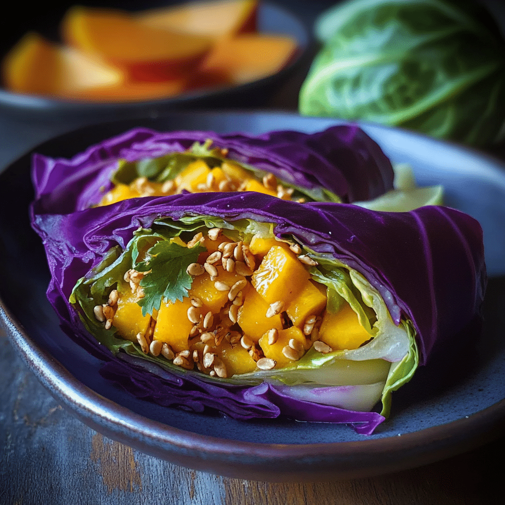 Raw Cashew Mango Cabbage Wraps - Recipe Yumm