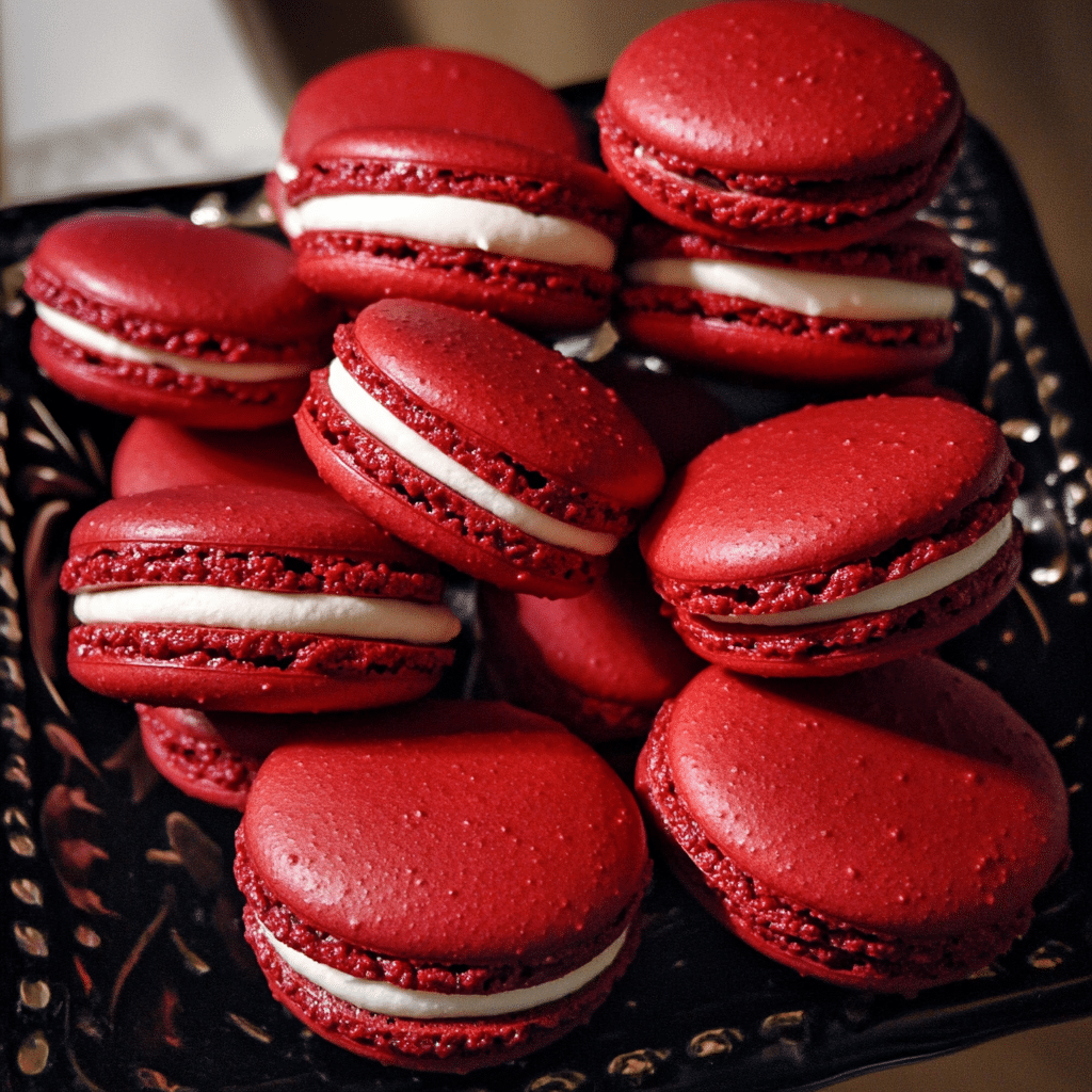 Red Velvet Macarons with Mascarpone Frosting - Recipe Yumm