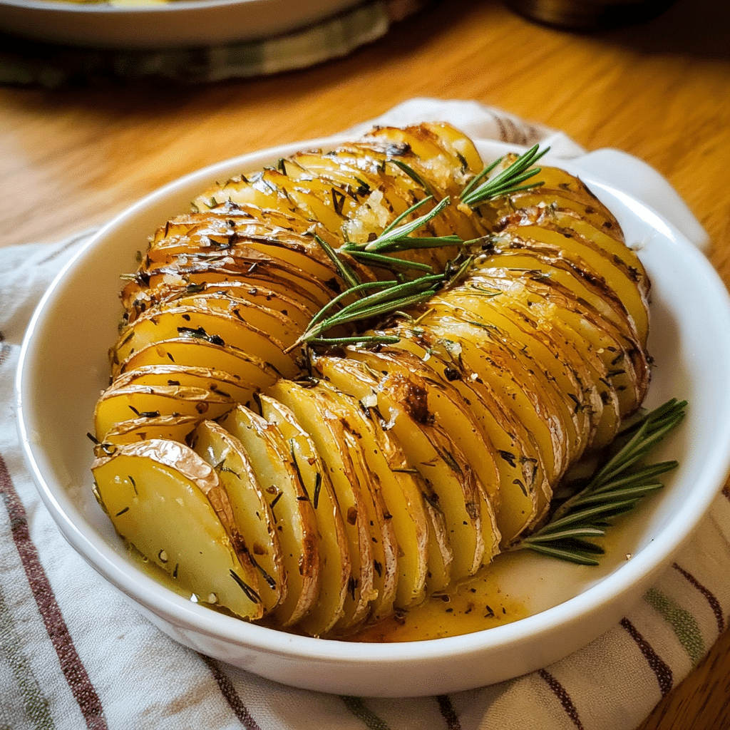 Rosemary Garlic Hasselback Potatoes - Recipe Yumm