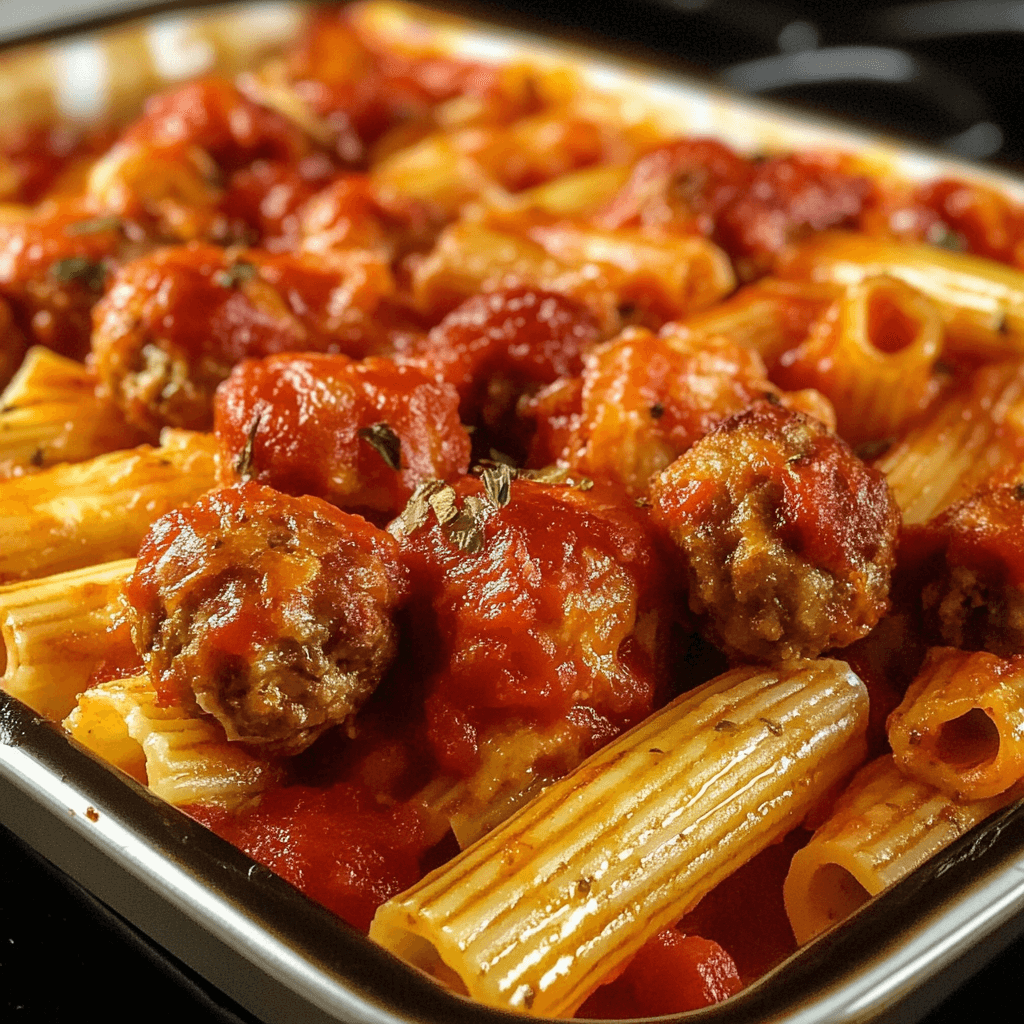 Baked Rigatoni and Meatballs - Recipe Yumm