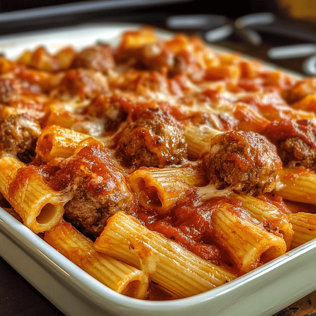 Baked Rigatoni and Meatballs - Recipe Yumm