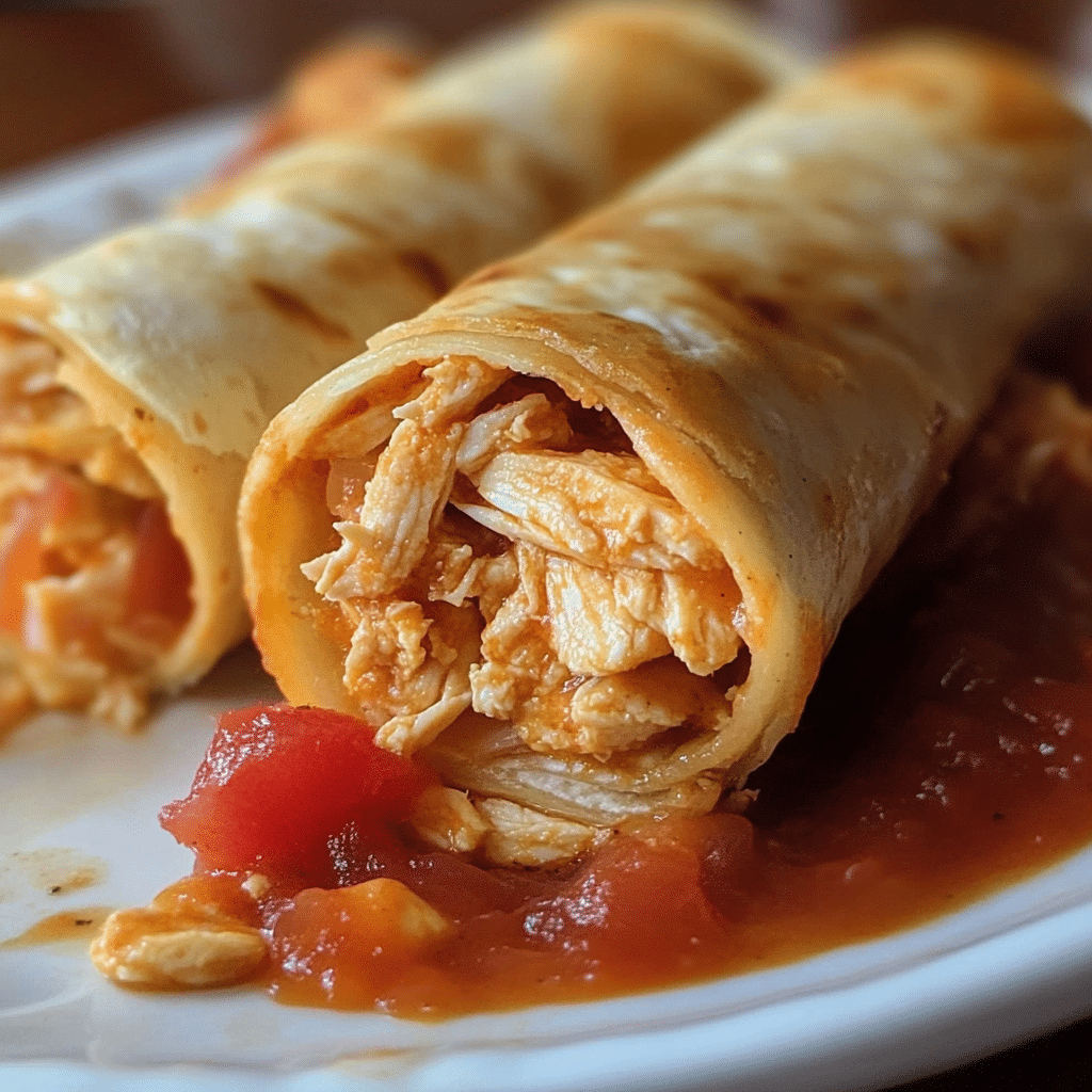 Cheesy Chicken Rolled Tacos - Recipe Yumm