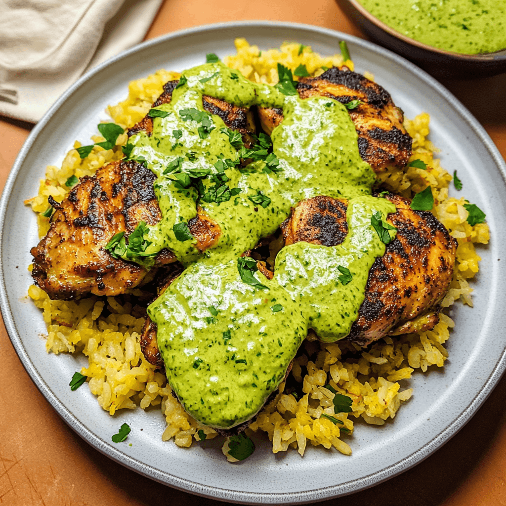 Peruvian Chicken & Rice with Green Sauce - Recipe Yumm