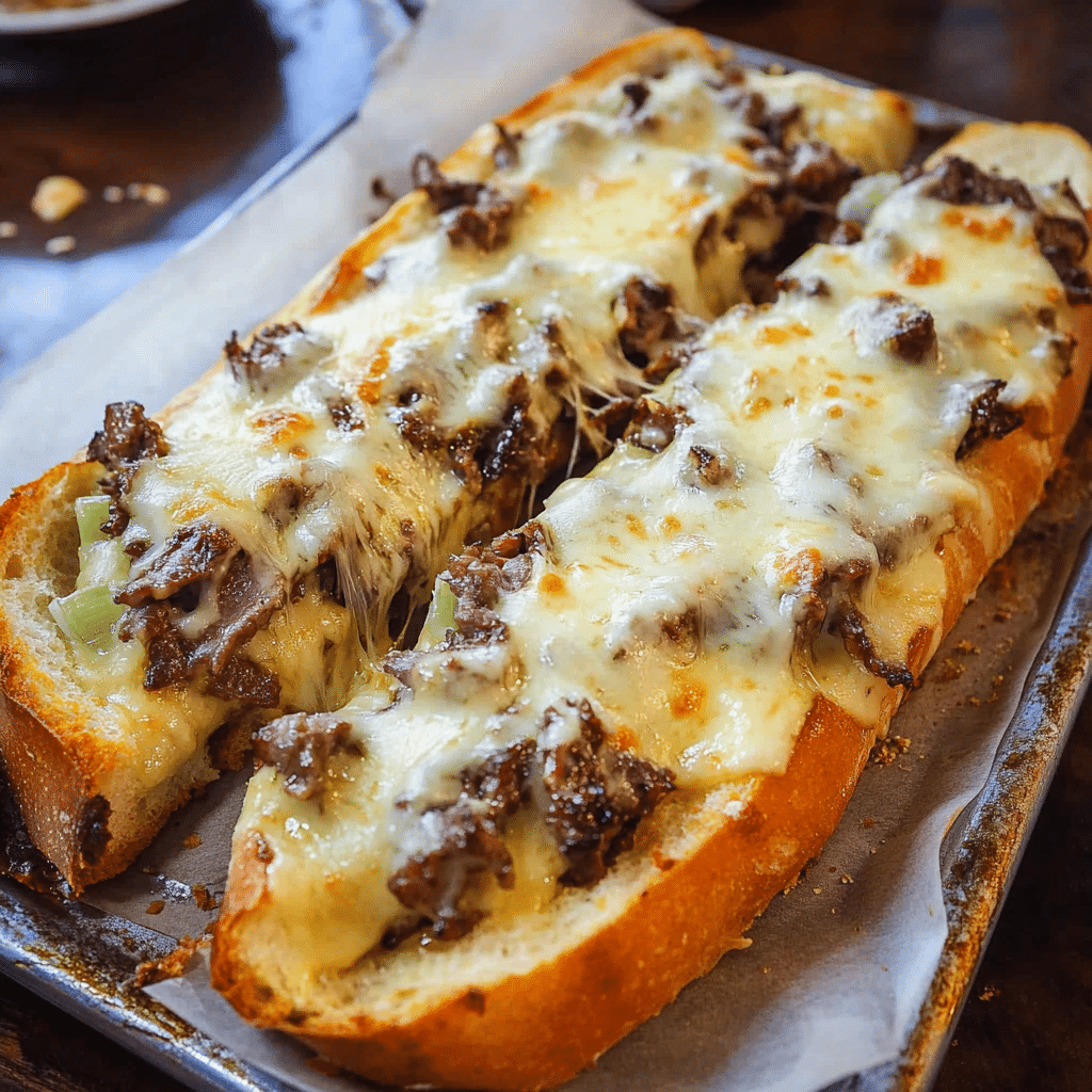 Philly Cheesesteak Cheesy Bread - Recipe Yumm
