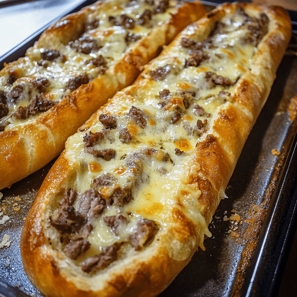 Philly Cheesesteak Cheesy Bread - Recipe Yumm