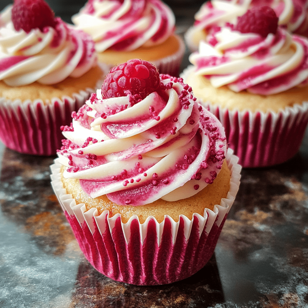 Raspberry Swirl Cupcakes - Recipe Yumm