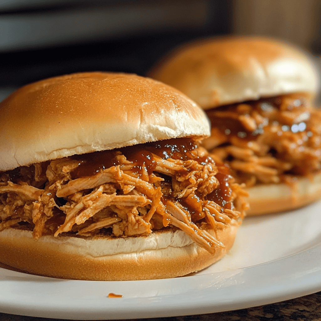 Shredded Barbecue Chicken Sandwiches - Recipe Yumm