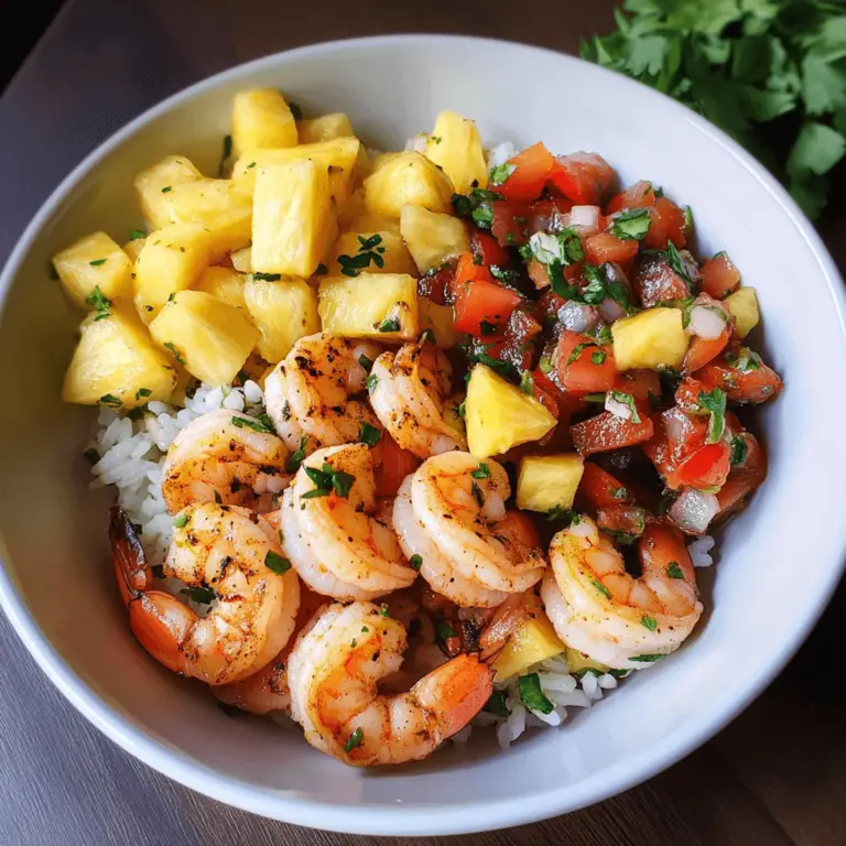 Shrimp & Rice Bowl w/ Pineapple Salsa - Recipe Yumm